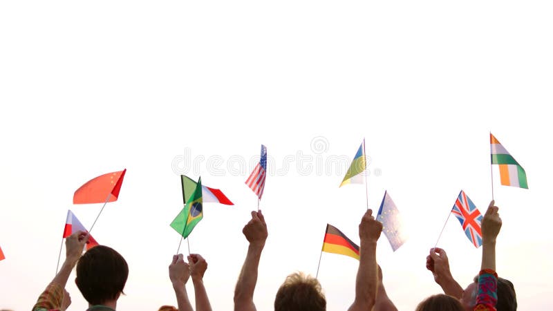 Human Hands Waving International Flags. Stock Footage - Video of crowd ...