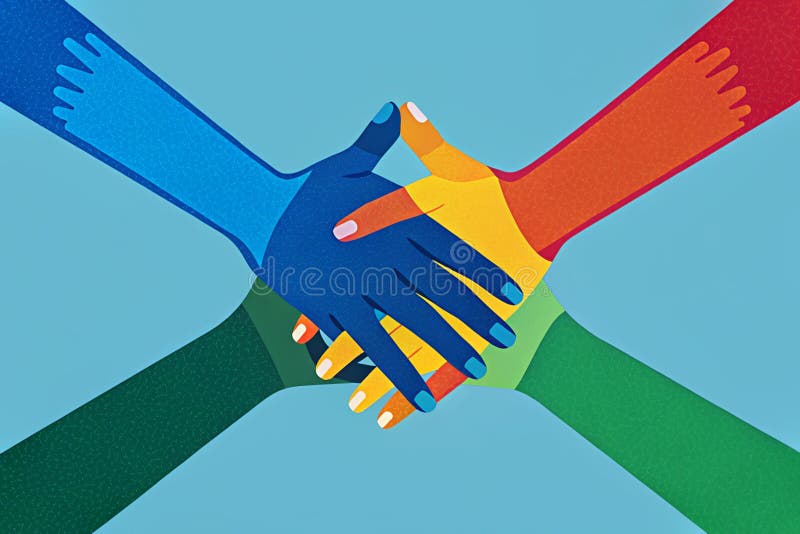 People of Different Nationalities Shake Hands, Symbolizing Peace, Unity ...
