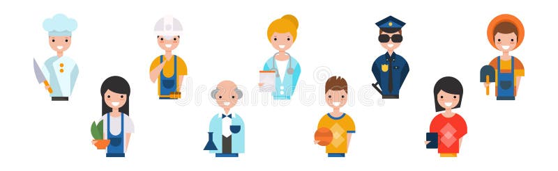 People of Different Occupation Wearing Uniform Portrait Vector Set ...