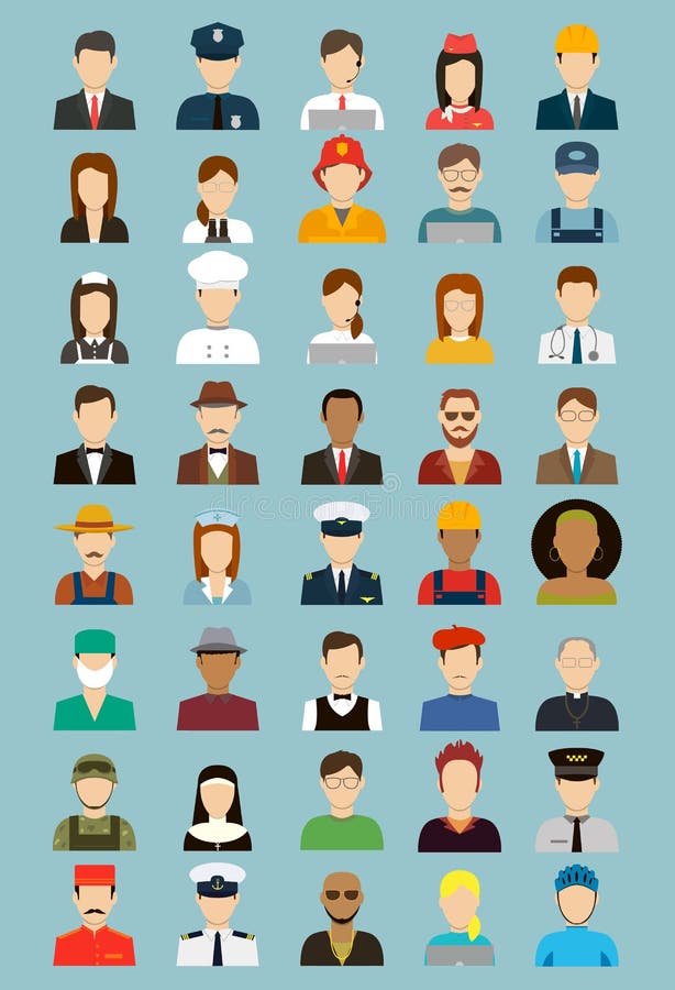 People of Different Occupations. Professions Icons Set. Flat Design ...