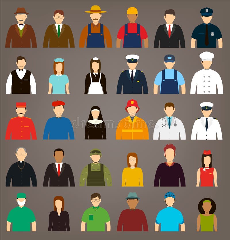 People of Different Occupations. Professions Icons Set. Flat Design ...