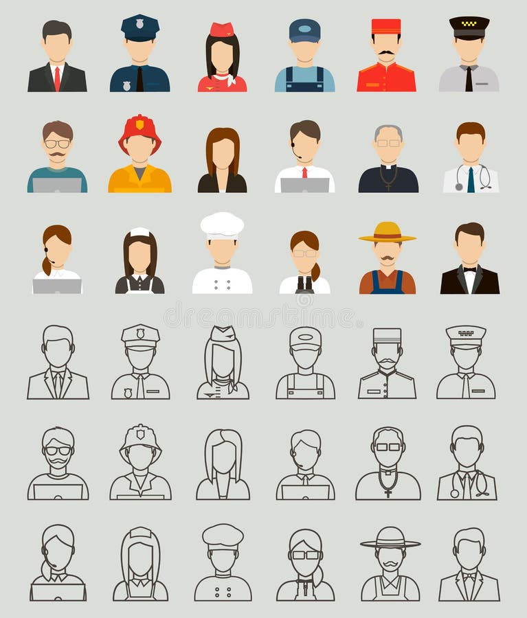 People of Different Occupations. Professions Icons Set. Flat Design ...