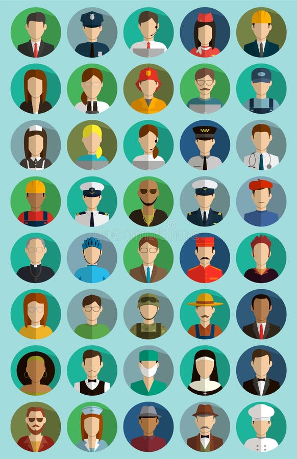 People of Different Occupations. Professions Icons Set. Flat Design ...