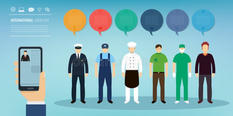 People of Different Occupations. Professions Set with Infographic ...