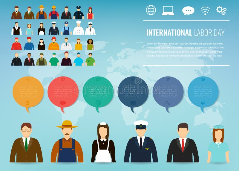People of Different Occupations. Professions Set with Infographic ...