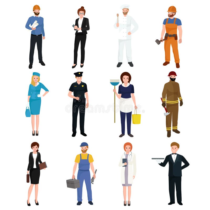 People Different Profession. Man and Woman Vector Illustration Set ...