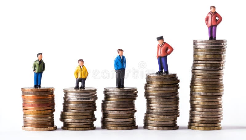 People of Different Professions on Stacks of Coins of Different Heights ...