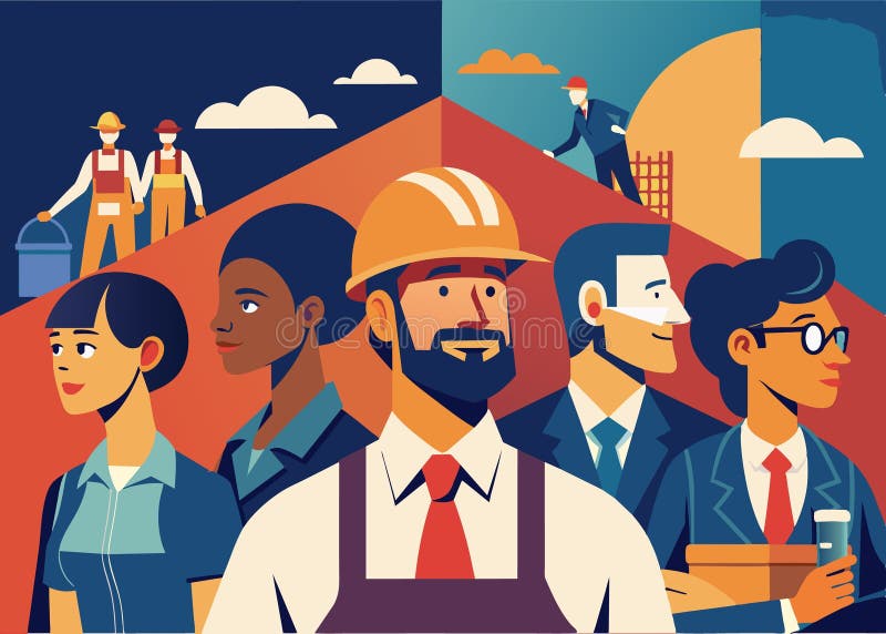 People of Different Professions Standing Together in Unity Stock Vector ...