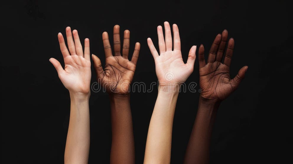 People of Different Races Raised Their Hands AIG535 Stock Photo - Image ...