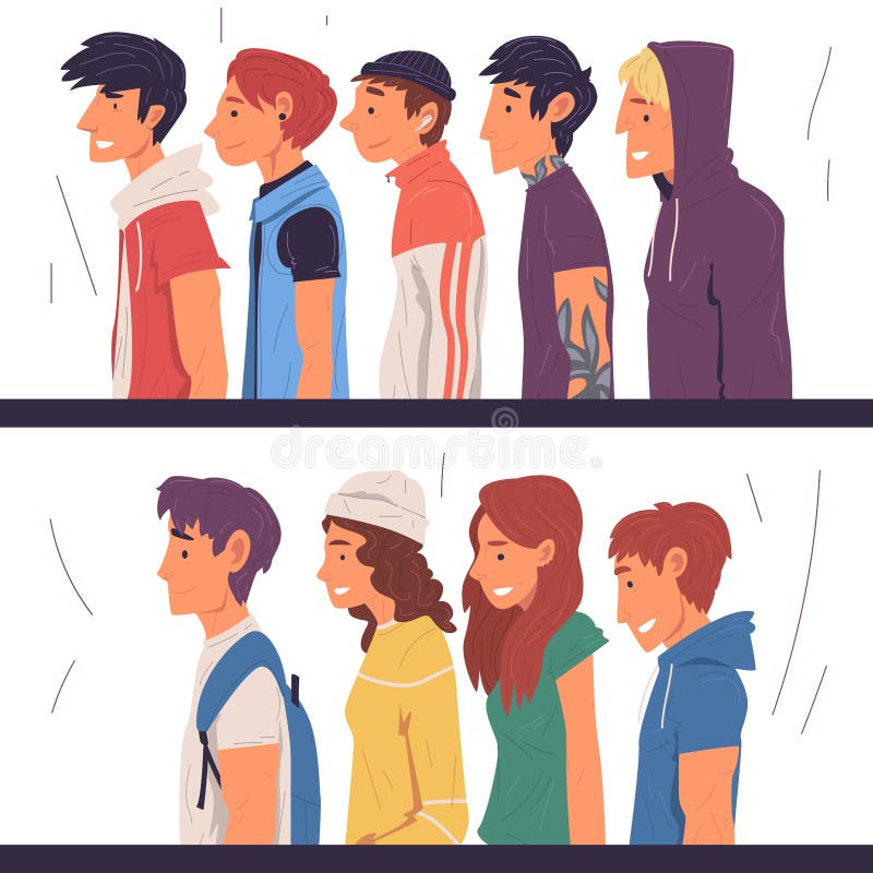 People of Different Subcultures Set Side View Vector Illustration True ...