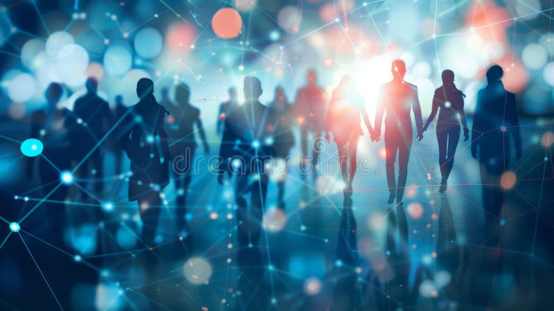People in a Digital Network, Generative AI Stock Image - Image of nodes ...