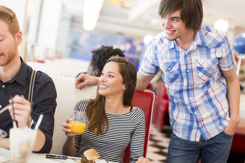 People in diner stock photo. Image of fast, friends, table - 76956074