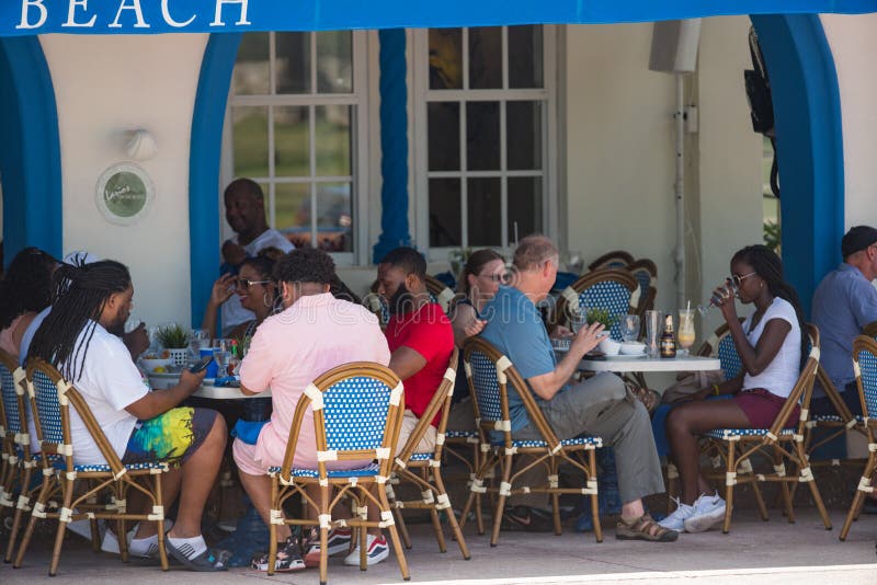 People Dining on Ocean Drive Miami Beach FL Summertime Vacation ...