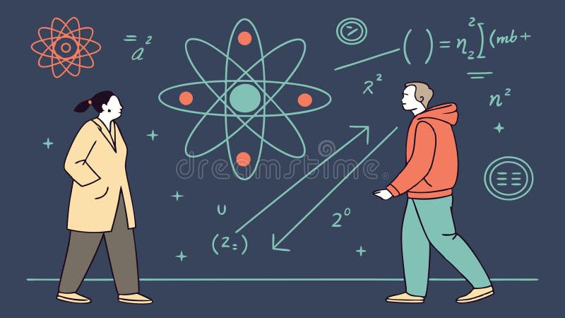 People Discussing Science Formulas, Education and Learning Vector ...