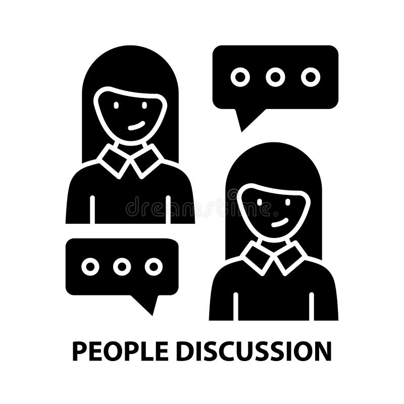 People Discussion Icon, Black Vector Sign with Editable Strokes ...