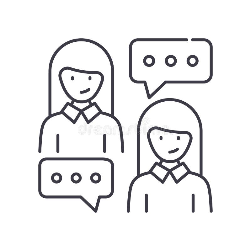 Discussion Symbol Icon, Black Vector Sign with Editable Strokes ...