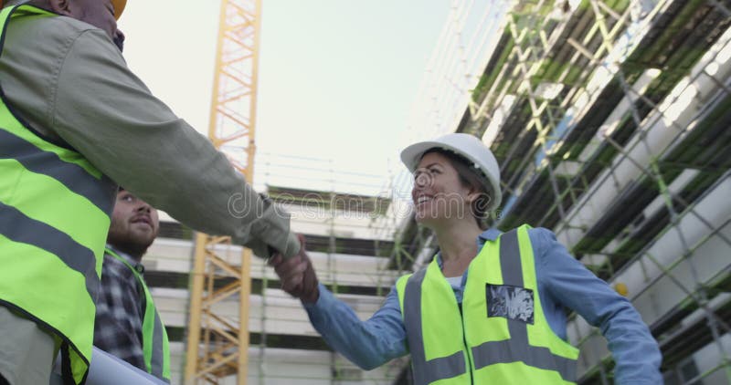 People, Diversity and Handshake with Architect for Construction ...