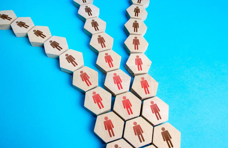 People are Divided into Several Directions. Concept of Conflict and ...