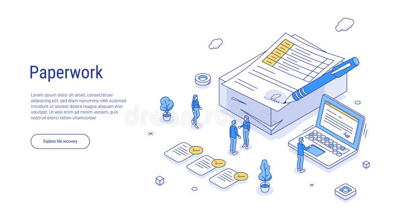 People Do Paperwork Concept Design. Everyday Life of an Office Worker ...