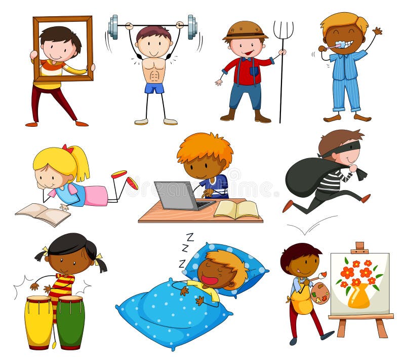 People Doing Different Activities Stock Illustration - Illustration of ...