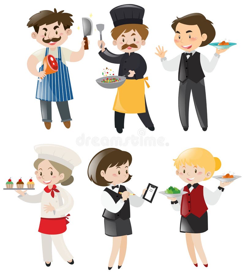People Doing Different Jobs in Restaurant Stock Vector - Illustration ...
