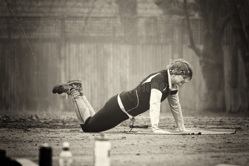 People Doing Keep Fit Exercise in Park Stock Image - Image of twenties ...