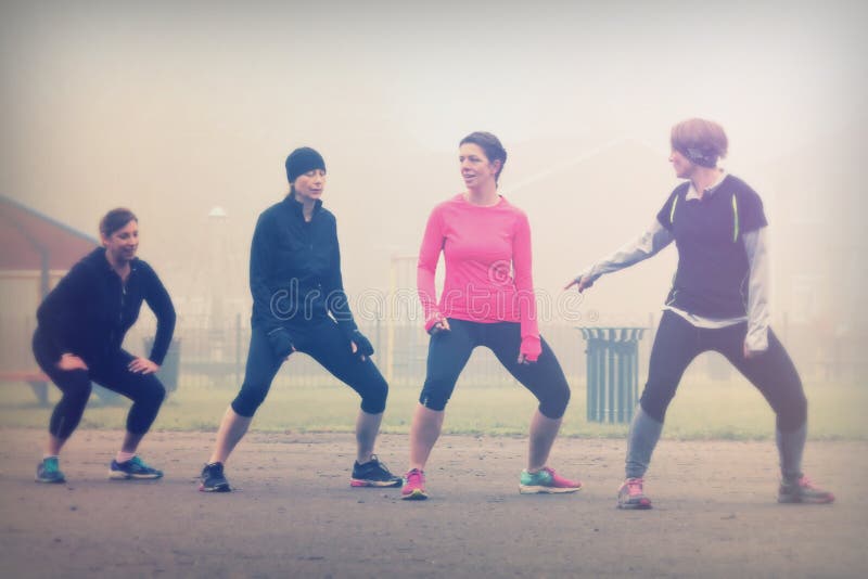 People Doing Keep Fit Exercise in Park Stock Image - Image of twenties ...