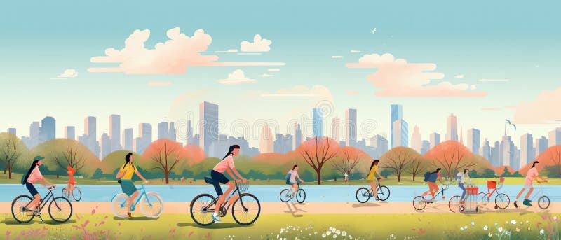 People Doing Physical Activity Outdoors at the Park, they are Cycling ...