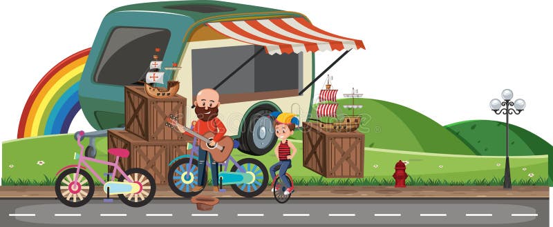 People Doing Street Performance in the Park Stock Vector - Illustration ...