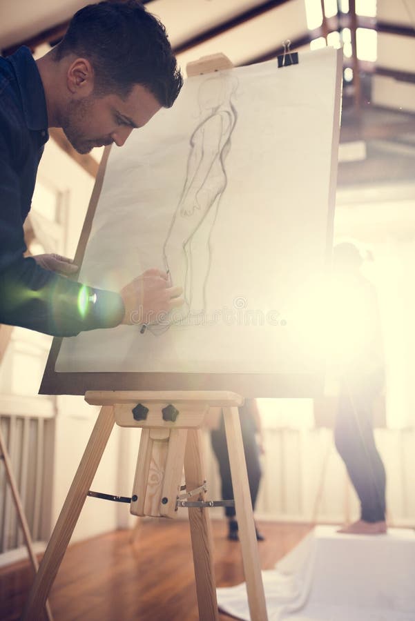 People Drawing from Human Model Stock Image - Image of clothing ...