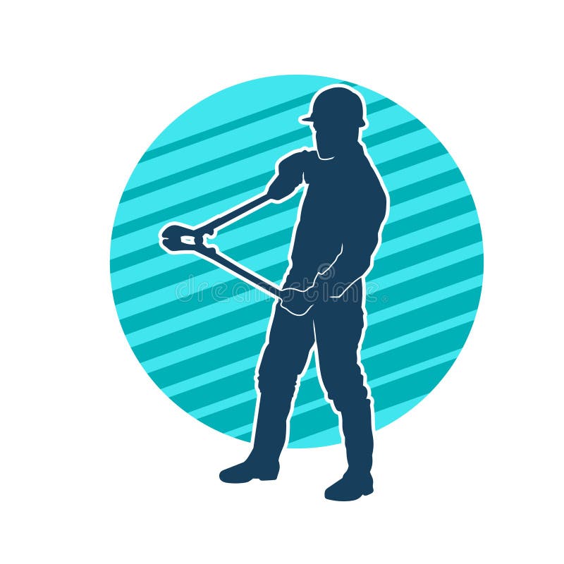 Silhouette of a Male Worker in Pose Holding Cutting Plier Tool. Stock ...