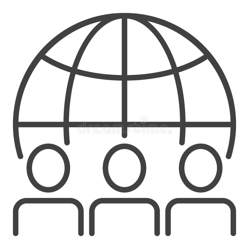 People with Earth Globe Vector Concept Outline Icon Stock Illustration ...