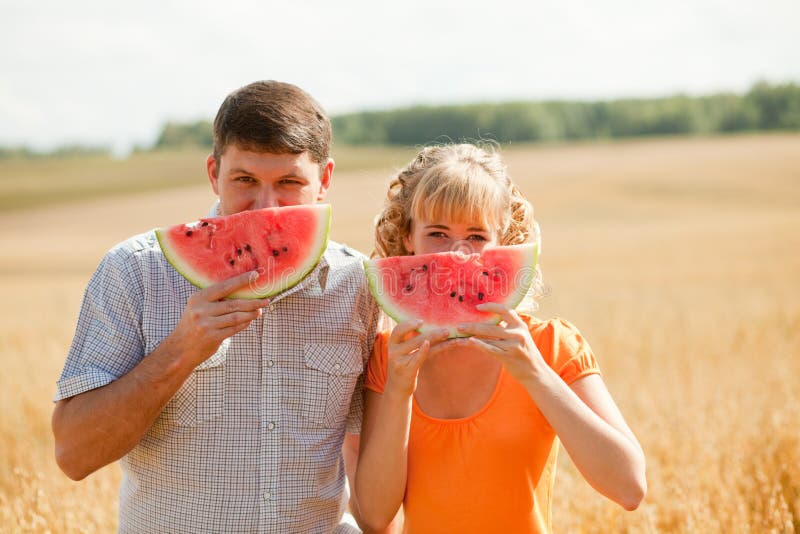 People eat watermelon stock image. Image of caucasian - 20943591