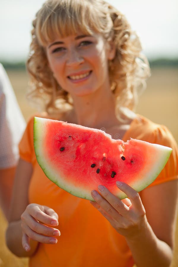 People eat watermelon stock image. Image of picnic, nature - 20943497