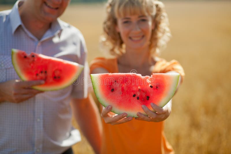 People eat watermelon stock image. Image of caucasian - 20943591