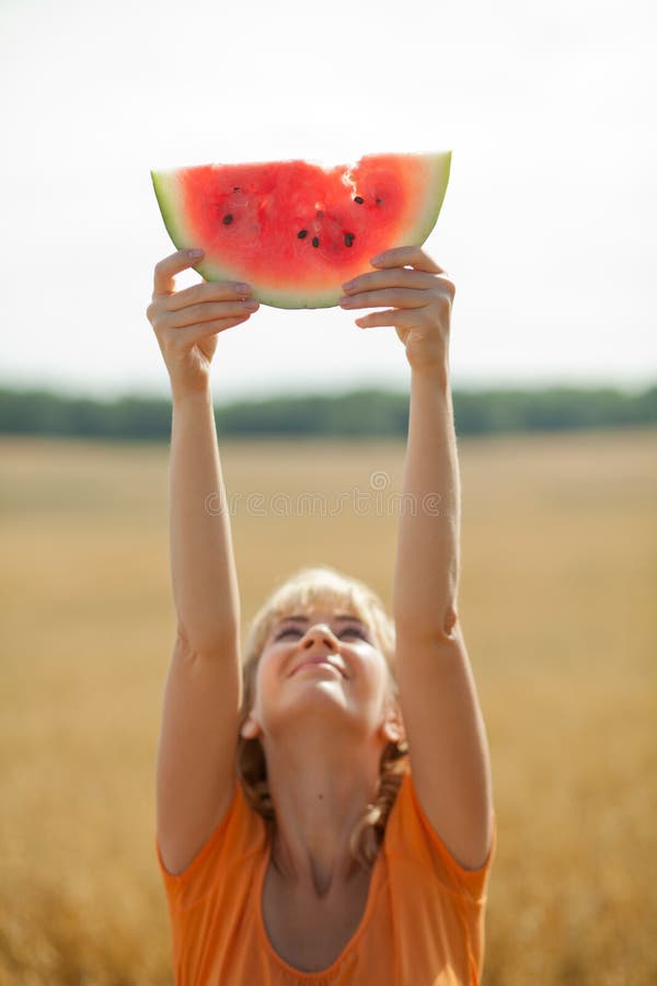 People eat watermelon stock photo. Image of picnic, caucasian - 20943266
