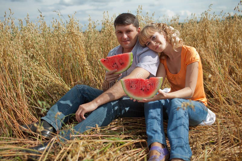 People eat watermelon stock image. Image of togetherness - 20943813