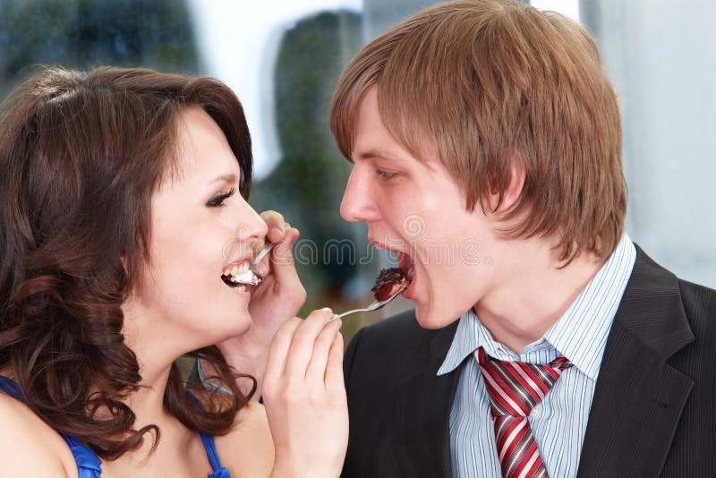 People Eating Cake in Restaurant. Stock Photo - Image of amor, couple ...