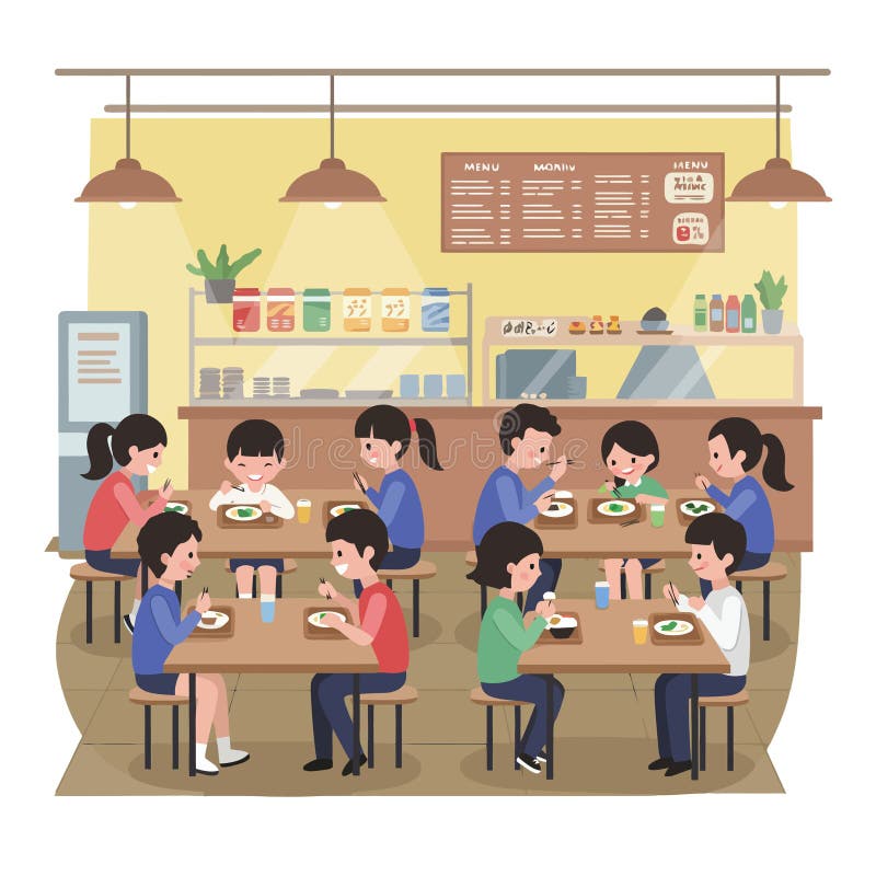 People Eating at Restaurant Tables in Cartoon Style Stock Illustration ...