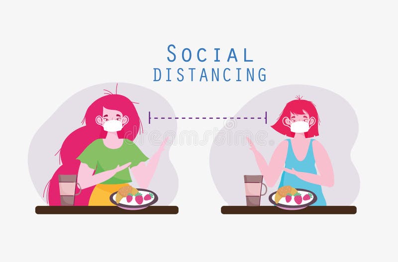 Eating Social Distance Illustration Stock Illustrations – 161 Eating ...