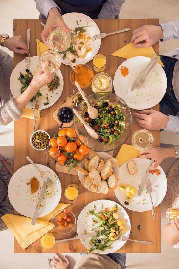 People Eating Vegetarian Dinner Stock Image - Image of cheer, lifestyle ...