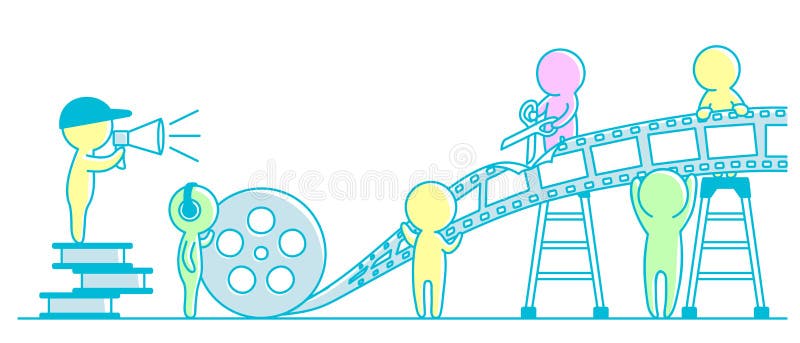 People Editing Video Together Stock Vector - Illustration of video ...