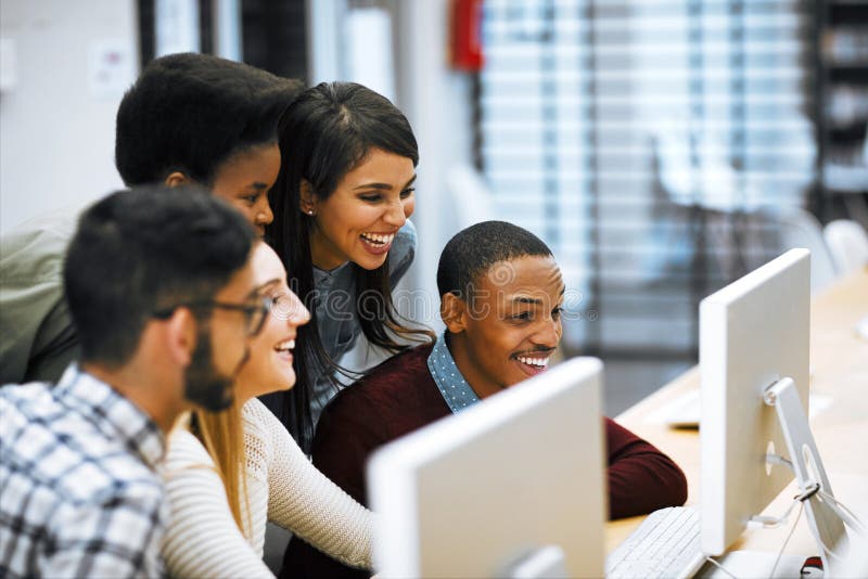 People, Education and Computer Lab in University with Teamwork ...