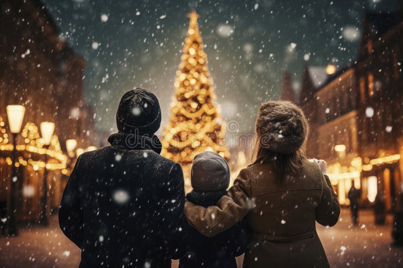 People Enjoy Christmas, Spending Time in the Town Square with Christmas ...