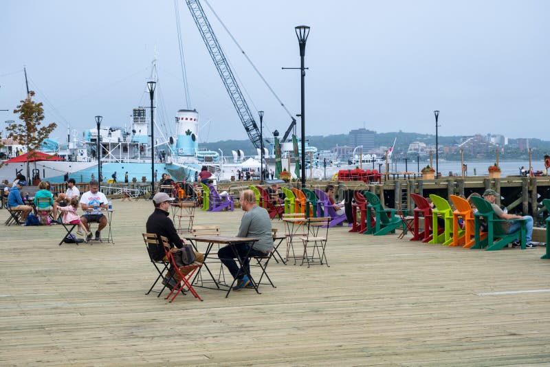 People Enjoy Sunny Day at Halifax Harbourfront, Canada Editorial Photo ...