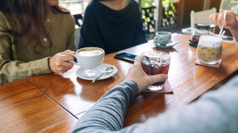 People Enjoyed Drinking Coffee Together in Cafe Stock Image - Image of ...