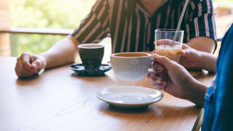 People Enjoyed Drinking Coffee Together Stock Image - Image of ...