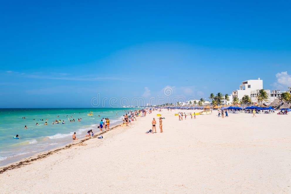 People Enjoying the Beach at Progreso Near Merida in Mexico Editorial ...