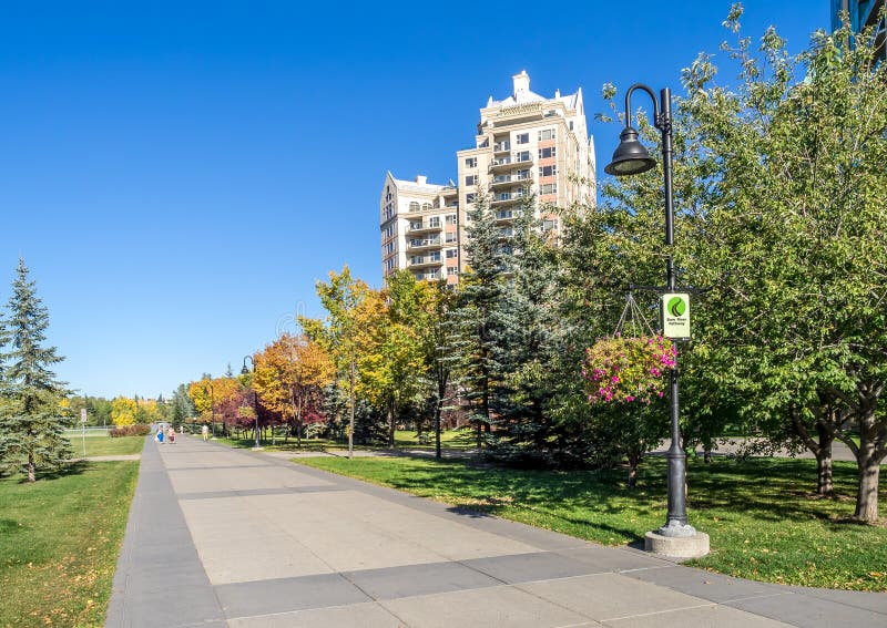 People Enjoying Calgary S Pathway System Stock Image - Image of gold ...