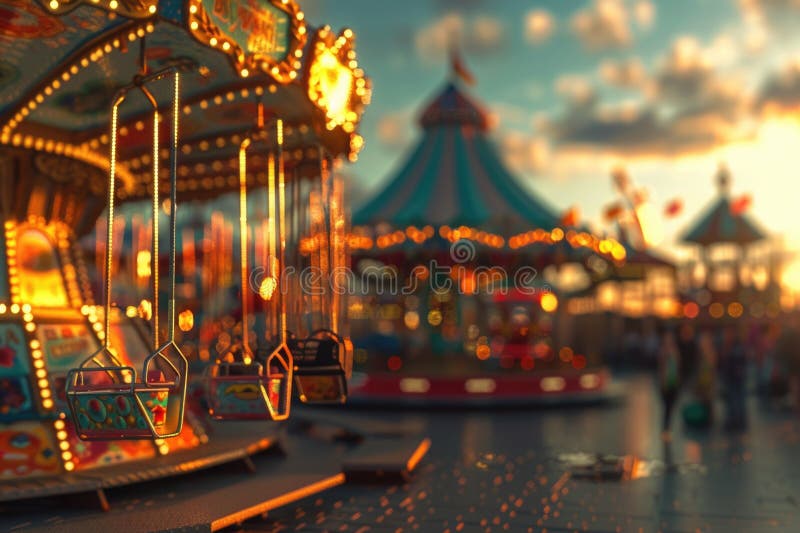 People Enjoying a Carousel Ride at a Lively Carnival Event Stock Image ...